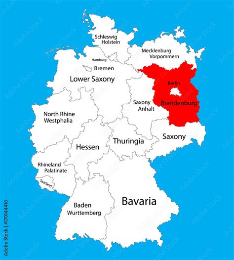 Brandenburg State Map Germany Vector Map Silhouette Illustration