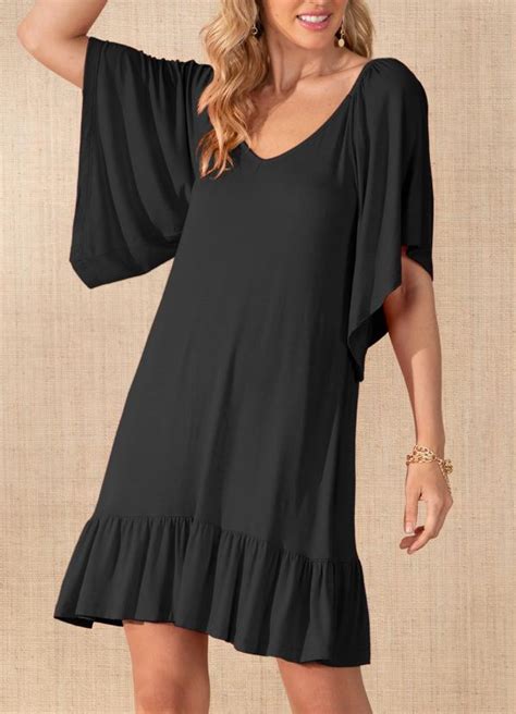 Vestido Curto Verde Militar Mangas Amplas 3 4 Quintess