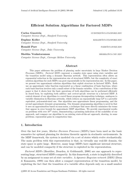 efficient solution algorithms for factored mdps pdf linear programming dynamic programming