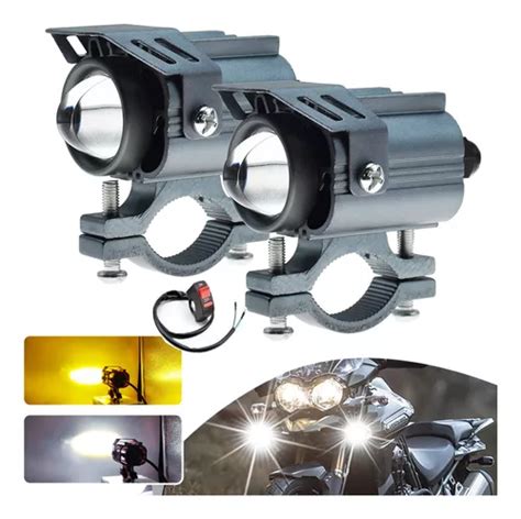 Par Faros De Lupa Led Auxiliar Luz Doble Color Focos Moto Meses Sin