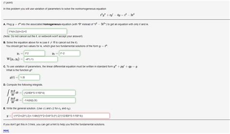 solved in this problem you will use variation of parameters