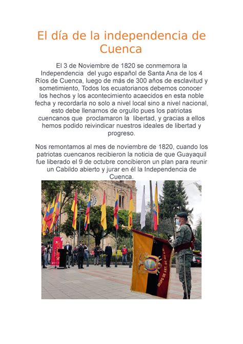 El día de la independencia de Cuenca El día de la independencia de