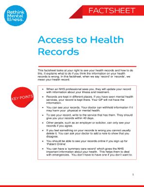 Fillable Online This Factsheet Looks At Your Right To See Your Health