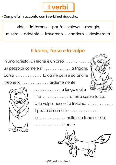 Azioni O Verbi Esercizi Per La Scuola Primaria PianetaBambini It