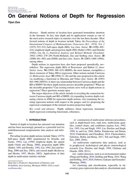 pdf on general notions of depth for regression