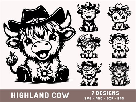 Highland Cow Svg Bundle Cute Cow Png Graphic By Lemon Chili Creative