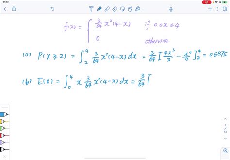 solved a pdf for a continuous random variable x is given use the pdf to find a p x ≥2 b e