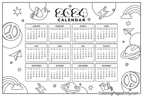 Free Coloring Calendar 2024 Printable Clovis Demetris