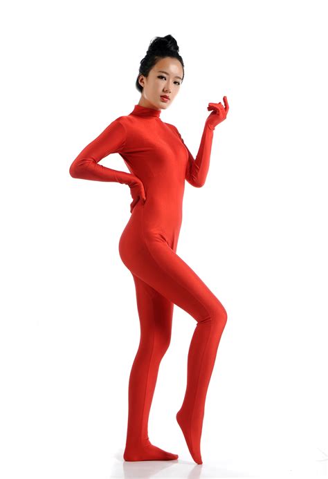 Womens Catsuit Unitard Lycra Spandex Bodysuit Long Sleeve Turtleneck Skin Tight Body Suit Mock