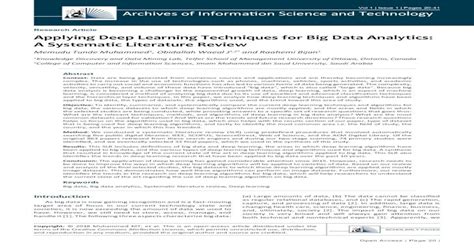 applying deep learning techniques for big data analytics · deep learning algorithms applied