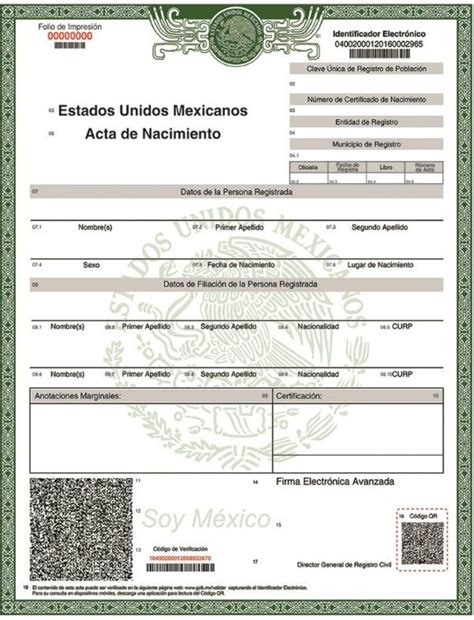 Acta de Nacimiento Mexicana Gestionar y descargar en línea