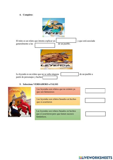 Ejercicio Online De Mitos Y Leyendas Para QUINTO Mitos Mitos Y