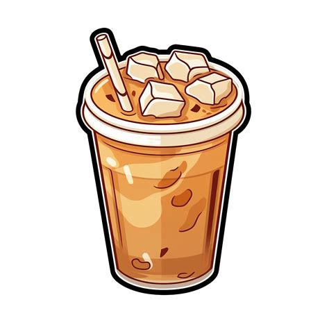 Cup Of Coffee With Ice Cartoon Isolate Transparent Background