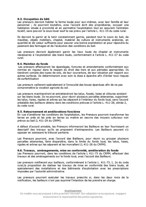 Modèle de bail rural type ou bail à ferme DOC PDF page 8 sur 12