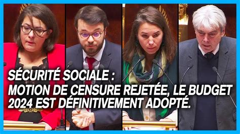 Budget de la Sécurité sociale motion de censure rejetée le budget