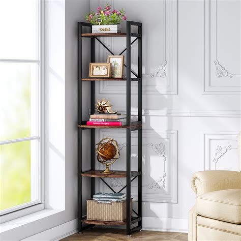 Tribesigns 5 Tier Corner Shelf 70 Inch Rustic Corner Bookshelf Etagere