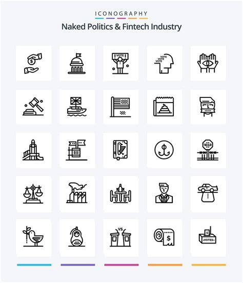 paquete de íconos de 25 contornos de la política desnuda creativa y la