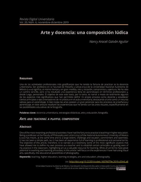 Pdf Arte Y Docencia Una Composici N L Dica Revista Unam Mx