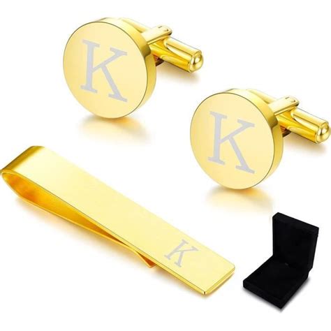Boutons De Manchette Initiaux Or Pince À Cravate Pour Hommes Boutons De