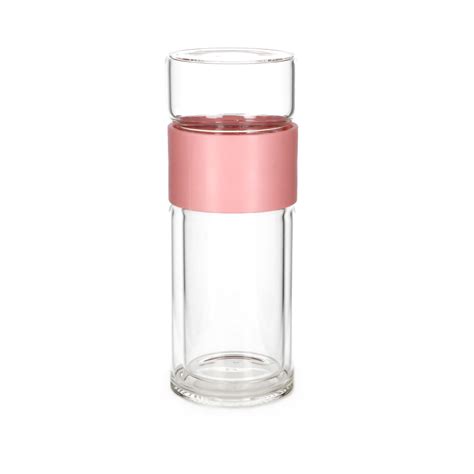 Butelka termiczna szklana z zaparzaczem 2w1 250ml róż Hofu Kuketo pl