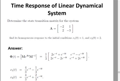 solved determine the state transition matrix for the system