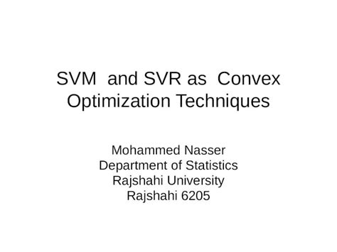 pptx svm and svr as convex optimization techniques dokumen tips