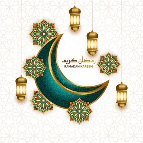 3d luna ramadán ramadhan kareem oro linterna saludo ilustración diseño