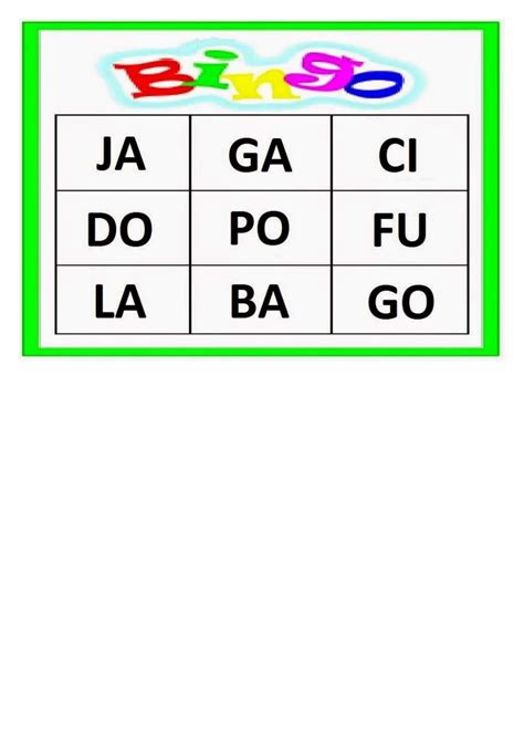 Jogo Bingo Silábico