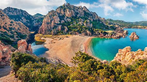 Morning View Of Li Cossi Beach Summer Scene Of Costa Paradiso
