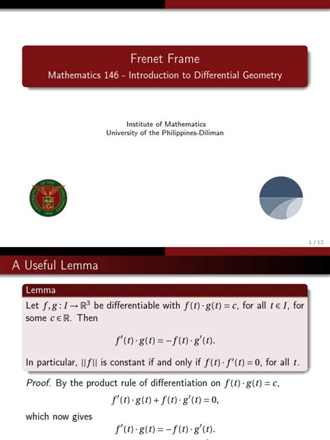 frenet frame mathematics 146 introduction to differential geometry pdf helix linear algebra