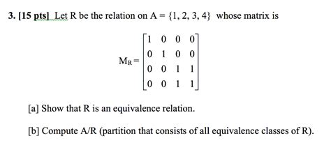 solved 3 15 ptsllet r be the relation on a 1 2 3 4 whose