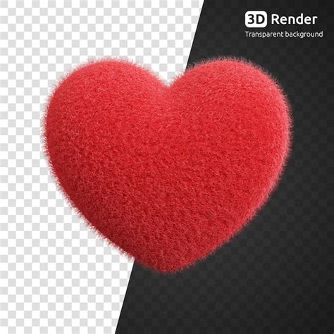 Coração fofo vermelho 3d renderização isolada PSD Premium