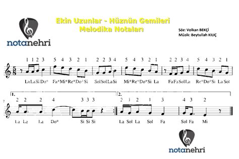Ekin Uzunlar Hüznün Gemileri Melodika Notaları Nota Nehri