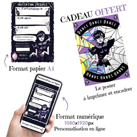 Carte Invitation Anniversaire Mercredi Addams Lettre Etsy Canada
