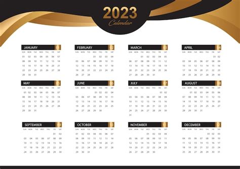Modelo de calendário 2023 pronto para imprimir Vetor Premium