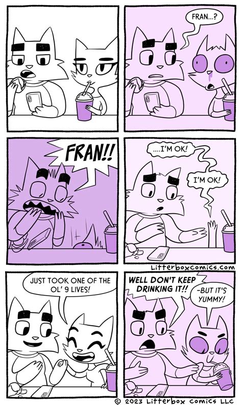 Fran Tries A Grimace Shake Litterbox Comics