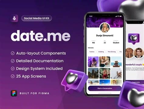 Date Me Dating App Ui Kit Ui Kits Ui Custom