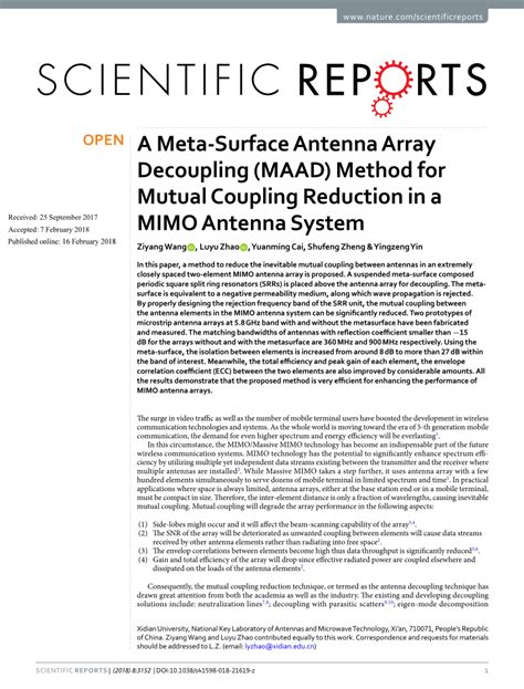 pdf a meta surface antenna array decoupling maad method for mutual coupling reduction in a