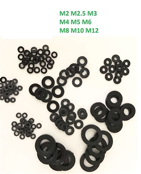 M2 M2 5 M3 M4 M5 M6 M8 M10 M12 Black Plastic Nylon Flat Spacer