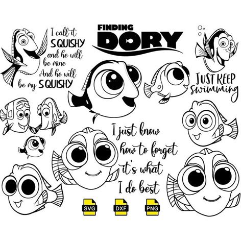 Dory Svg Baby Dory Outline Svg Finding Nemo Birthday Svg Inspire