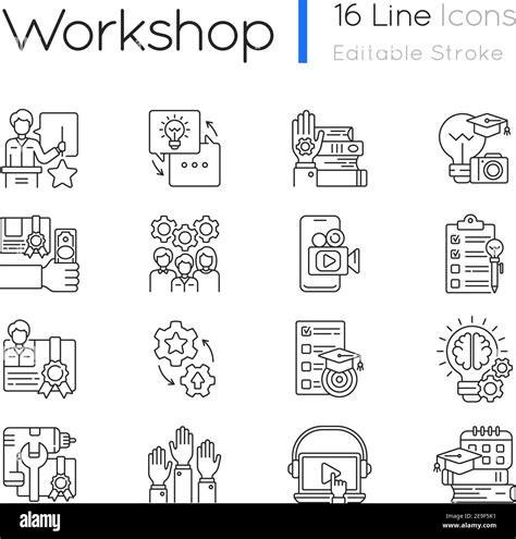 Workshop Linear Icons Set Stock Vector Image Art Alamy