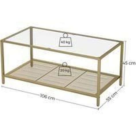 Vasagle Table Basse X X Cm Avec Dessus En Verre Tag Re