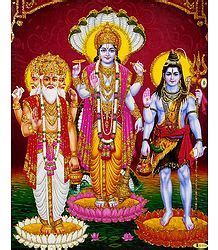 Resin Statue Trimurti Brahma Vishnu Mahesh Idol Lord Dattatreya