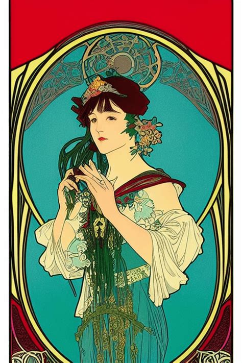 The Empress Card Mixed With Alphonse Mucha Art Nouveau Creative Fabrica