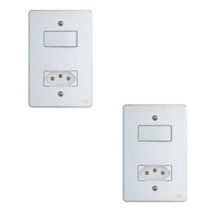Kit Conjunto Interruptor 4x2 1 Tecla Simples 10a 1 Tomada 10a 250v
