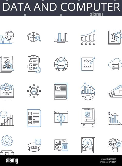 Data And Computer Line Icons Collection Information Technology