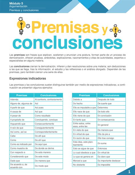 M05 S1 Premisas y conclusiones PDF G23 Argumentación Premisas y