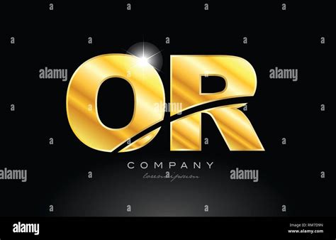 Combination Letter Or O R Gold Golden Alphabet Logo Icon Design With