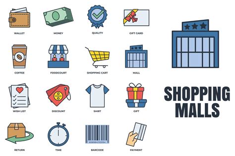 conjunto de ilustração em vetor logotipo ícone shoppings modelo de