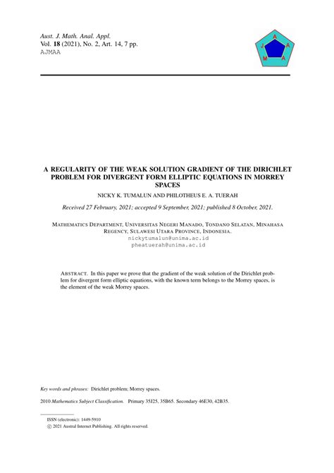 pdf a regularity of the weak solution gradient of the dirichlet problem for divergent form